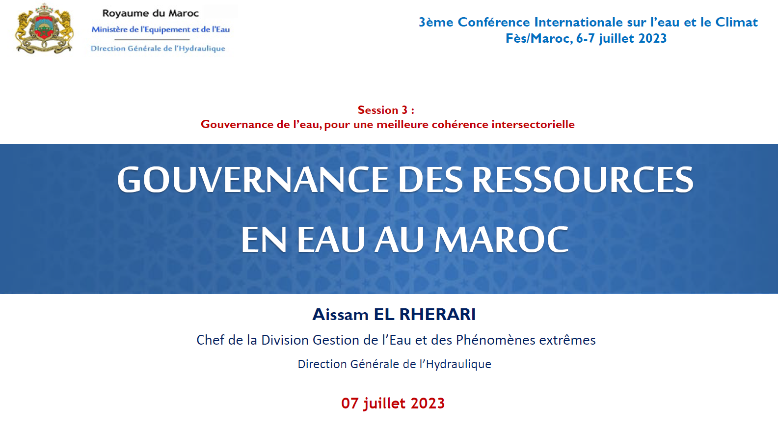 CIEC 3 - 3rd International Conference on Water and Climate - Ministry ...